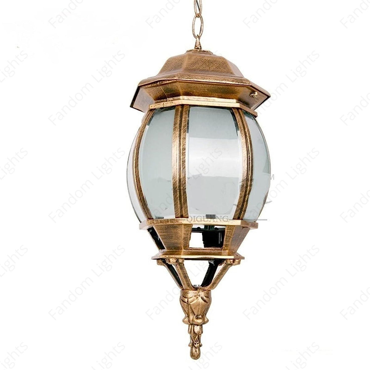 1-Light Vintage Brushed Metal Glass Outdoor Pendant Ceiling Light ...