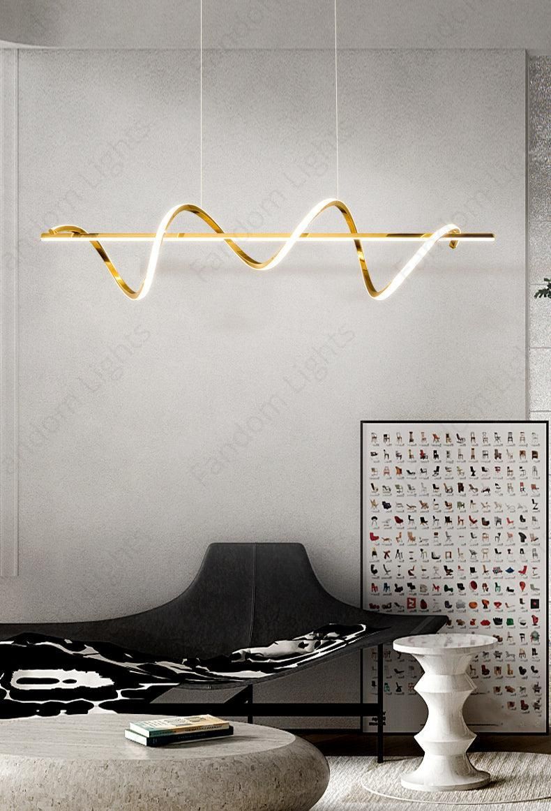 Gold Electroplated LED Pendant Chandelier Twisty Curl Lights Dining ...