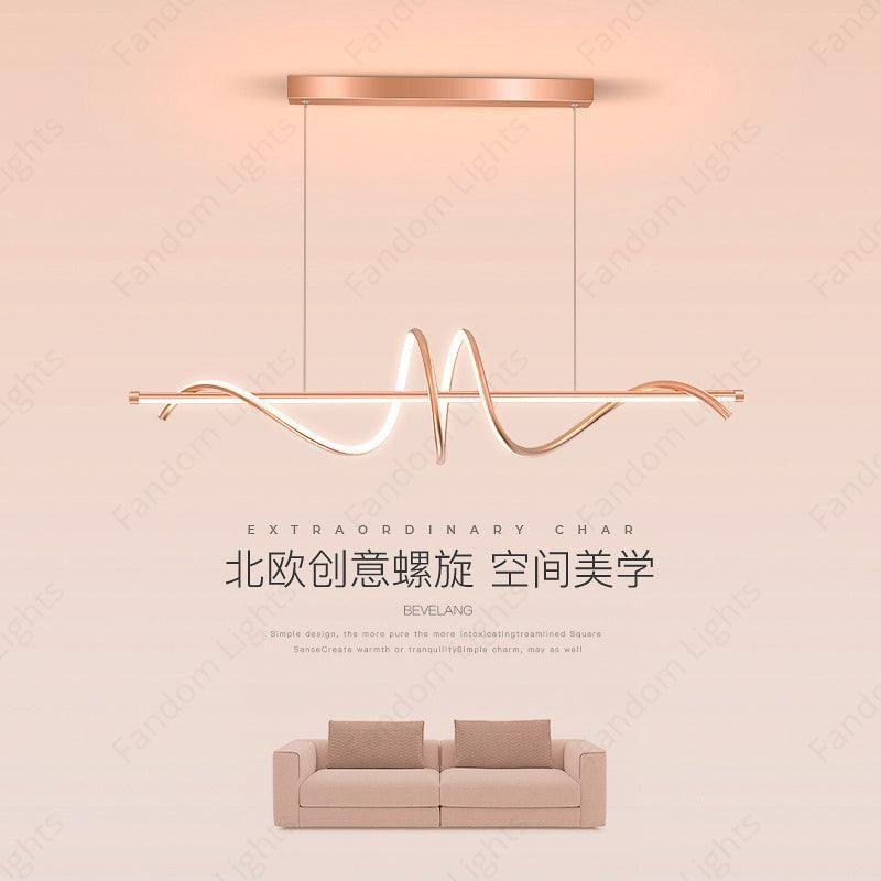 Rose Gold LED Pendant Chandelier Twisty Curl Lights Dining Room Lamp ...