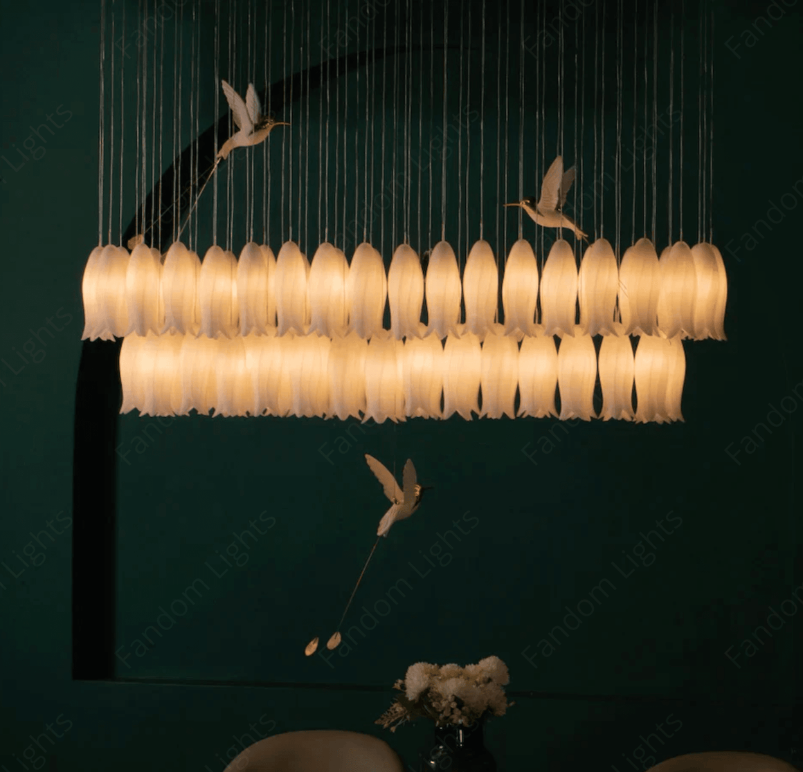 Rectangular 1200MM Bird Nest LED DOUBLE HEIGHT STAIR CHANDELIER - WARM ...