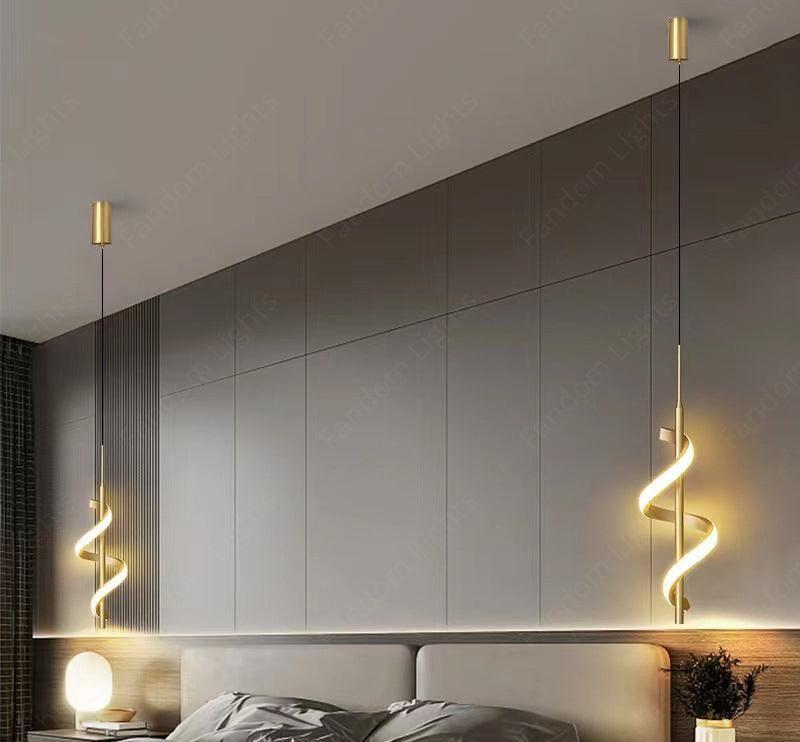 Led Pendant Light Acrylic Curl Island Ceiling Lights (Gold) - Warm ...