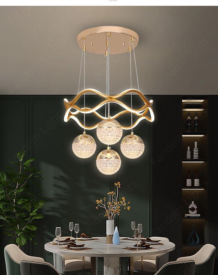 Golden 5 Light Curvy LED Pendant Chandelier Light - Warm White | Ashish ...