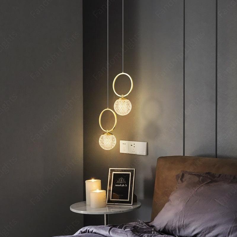 led Gold Ring Glass Crystal Hanging Pendant Ceiling Light - Warm White ...