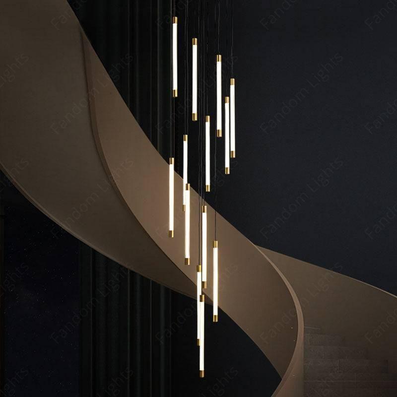 fandom-lights-chandelier-31-light-led-acrylic-gold-stick-double-height ...