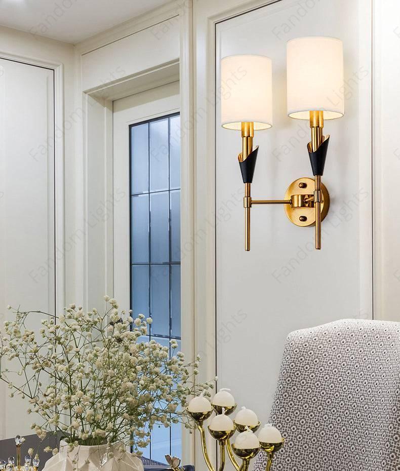 fandom-lights-wall-light-2-light-gold-black-shade-wall-light-metal-warm ...