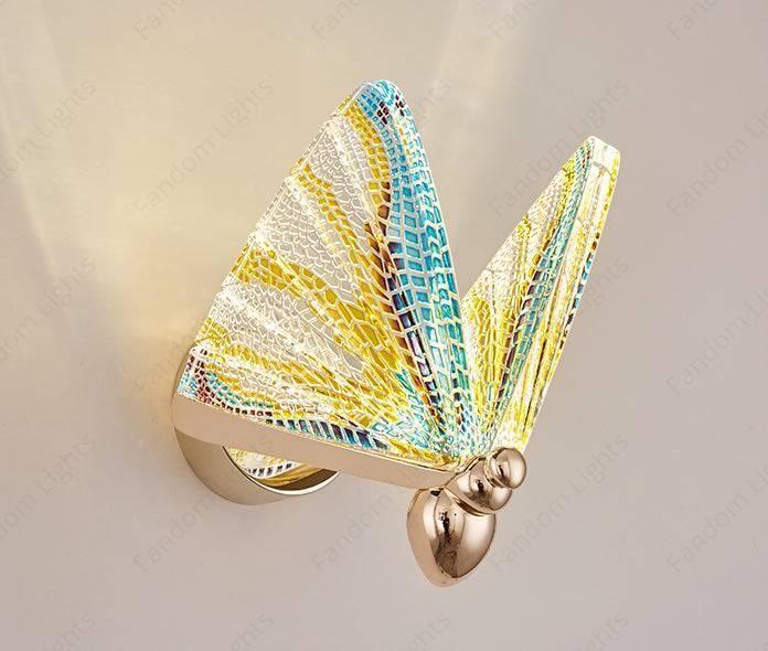 Led Acrylic Multi Color Butterfly Shape Golden Metal Wall Light - Warm ...